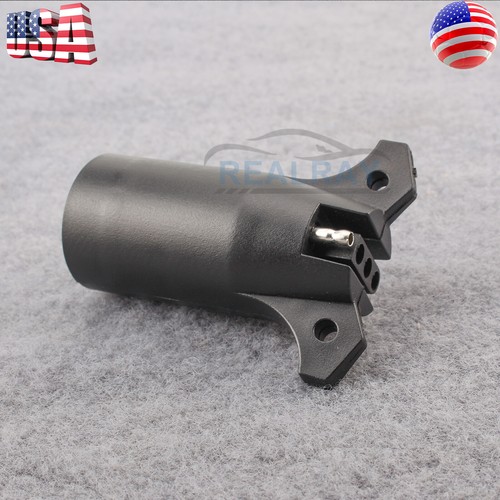 Round 7 Way to 4 Pin Flat Trailer Adapter Plug RV LED Light Tow Hitch ...