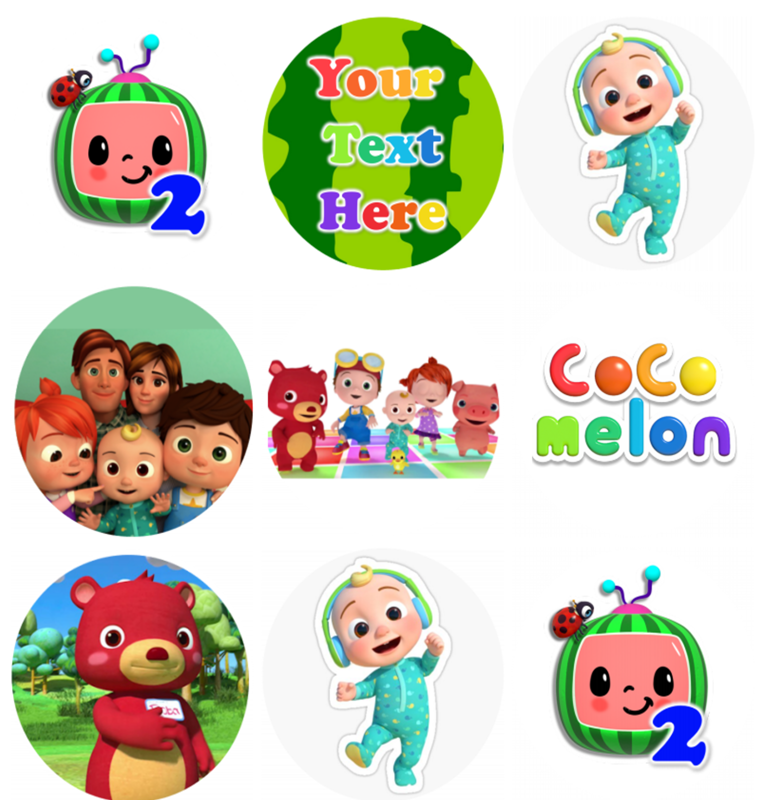 Cocomelon Edible Image Toppers. Edible Round Pre Cut Stickers. Edible ...