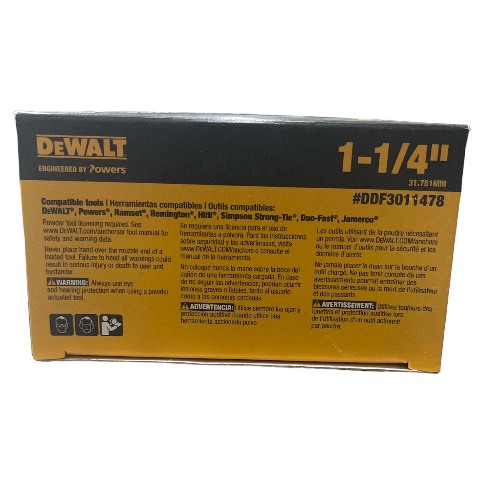 Power Drive Pins 1- 1/4 inch Dewalt DDF3011478 (1 Pack - 100 Pins) LL ...