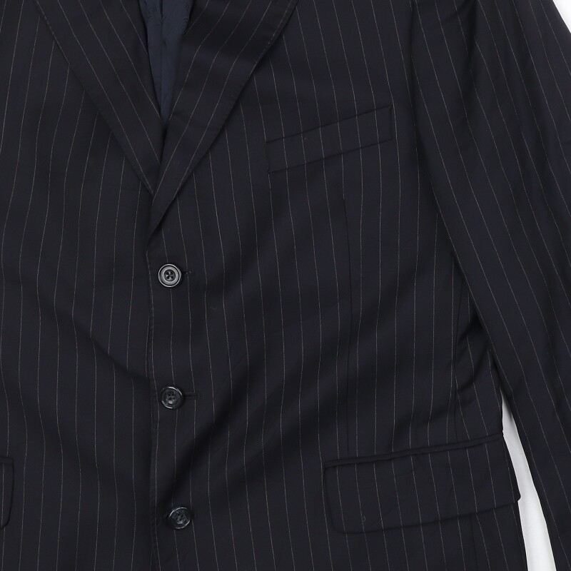 Beale & Inman Mens Blue Striped Wool Blend Suit Jacket Size 42 Reg | eBay