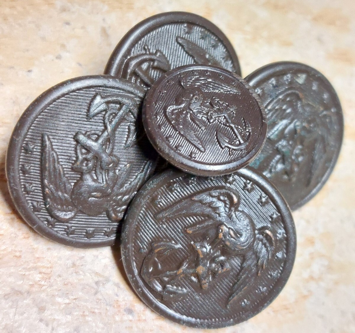 WW1 US Marine Corps USMC Military Waterbury Co Button 5 Shank Coat ...