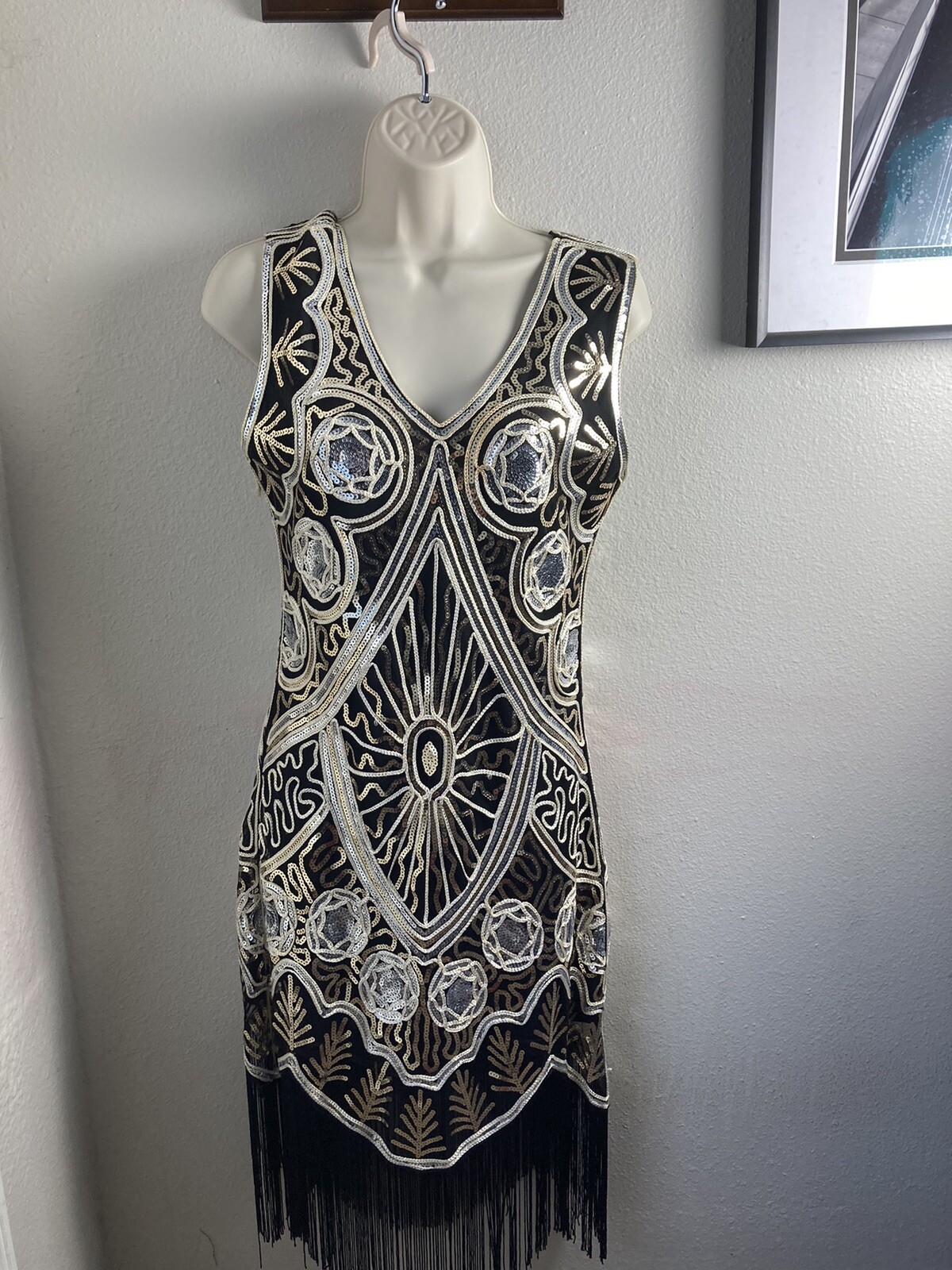 Vintage Sequin Flapper Sequin Dress Women’s Medium Go… - Gem