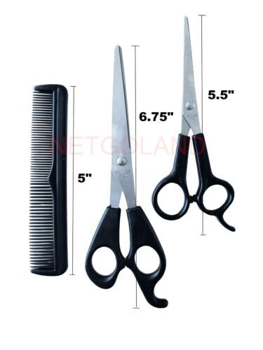 3 Pcs Set Barber Hair Cutting Scissors W Comb Regular Petite Size ...