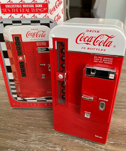 NEW Coca-Cola 1950's Die Cast Metal Vending Machine Musical Bank from ...