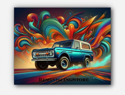 Ford Bronco 1973s abstract Art splashes of paint #3 Reprint | eBay