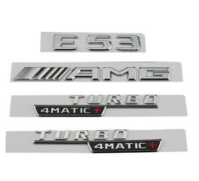 Chrome E53 AMG TURBO 4MATIC+ Trunk Fender Badges Emblems for Mercedes ...
