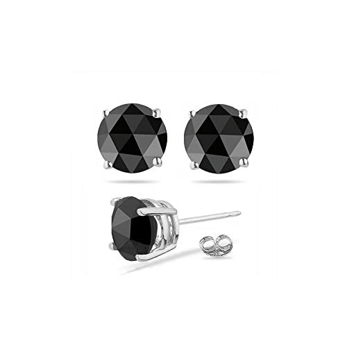 4 ct Rose Cut Black Lab Created Diamond Stud Tops 925 Sterling Silver ...