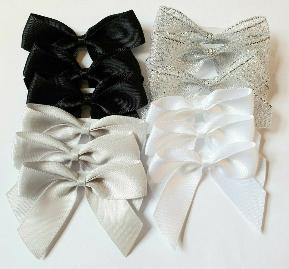 Satin Bows 5cm Self Adhesive Ribbon Pre Tied Large Bow Wide Gift Craft ...