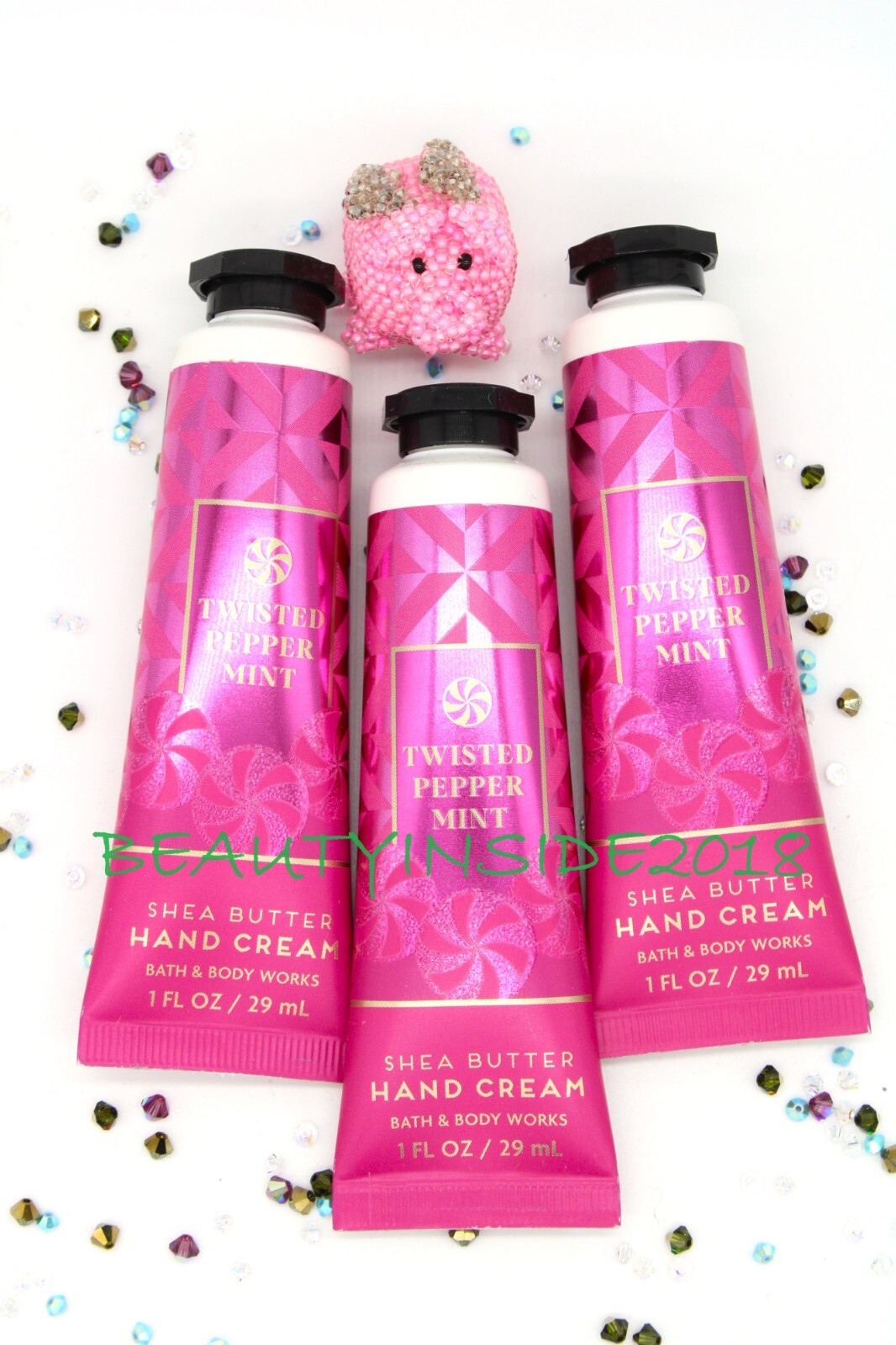 (3) Bath and Body Works TWISTED PEPPERMINT Hand Cream 1 fl oz / 29 mL ...