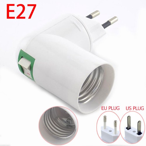 E27 Light Bulb Socket Holder US EU Plug Switch Screw-in Base Adapter ...