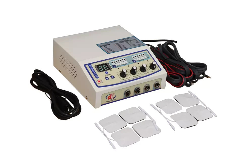 Best Physiotherapy Machine Electrotherapy 4 Channel Unit With Sticky Pads | eBay