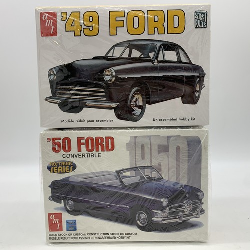 Model Car Kit Lot of 2 AMT 49 Ford Street Rod 50 Ford Convertible Skill ...