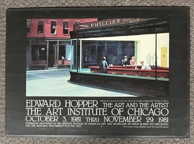 Vtg Edward Hopper 'Nighthawks' Art Institute of Chicago Exhibition Poster Print | eBay