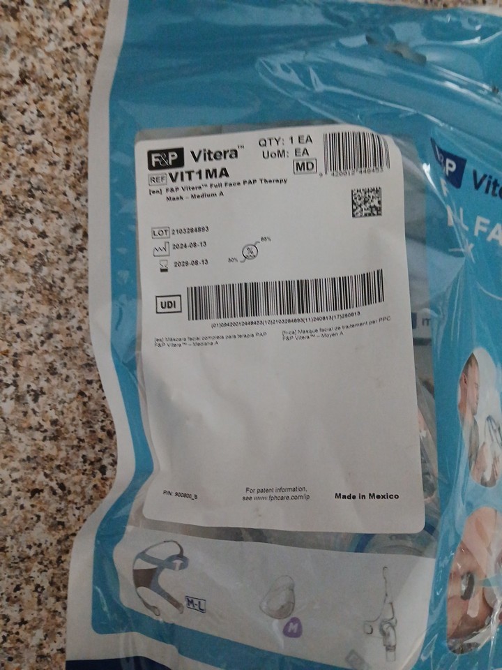 F&P Vitera Full Face Mask With Gear Size Medium VIT1MA - New and Sealed ...