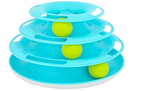 Wobble Triple Chase Ball Track Interactive Cat Toy for Indoor Cats with ...