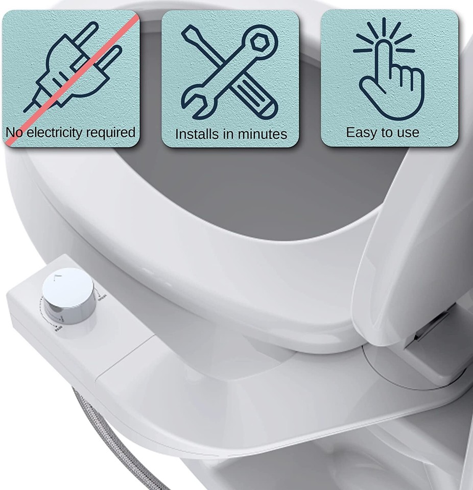 Ultra-Slim Toilet Bidet Dual Nozzle Left and Right Convertible, 3 color ...