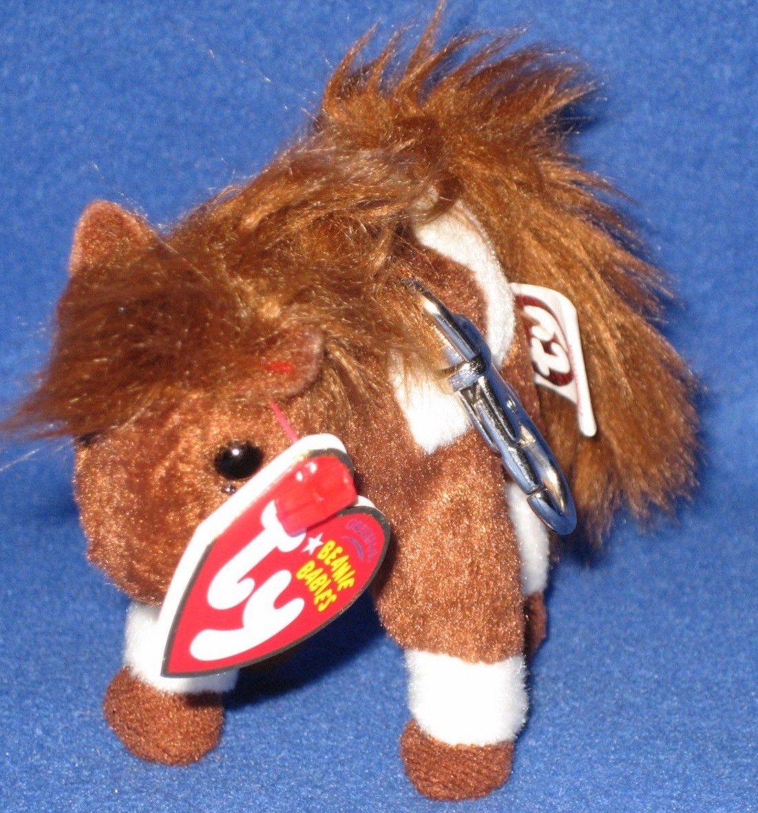 TY KEY CLIP - THUNDERBOLT the HORSE BEANIE BABY (4.5") - MINT with MINT ...