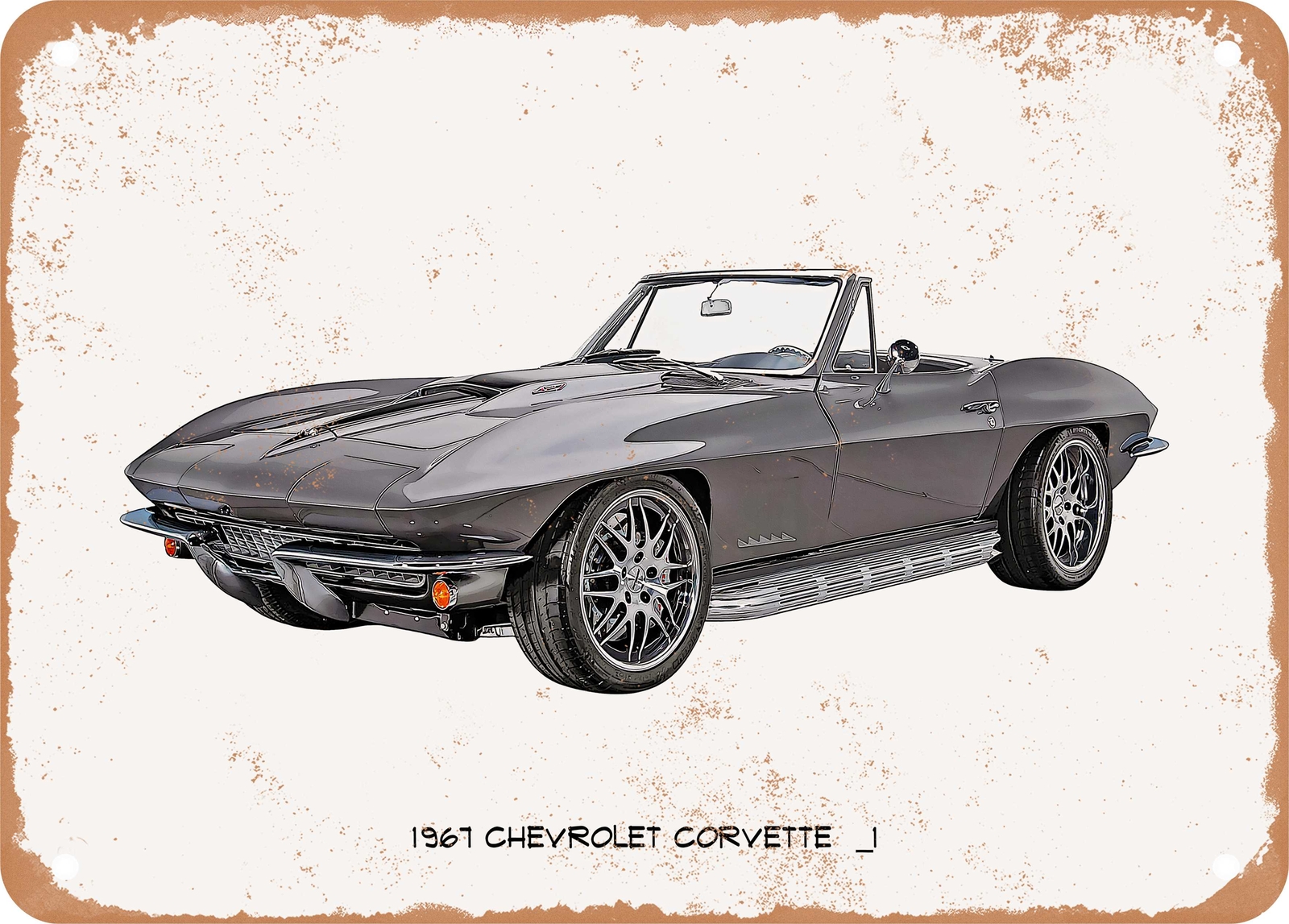 Classic Car Art - 1967 Chevrolet Corvette Oil Painting - Rusty Look ...