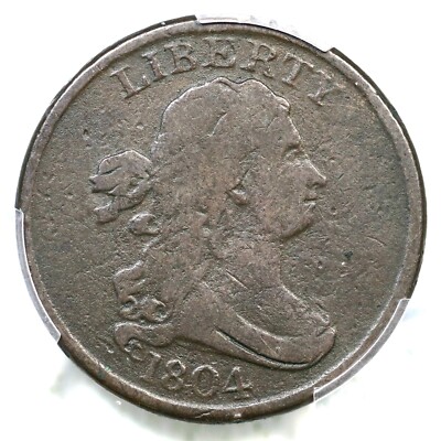 1804 C-4 R-5 PCGS VG Details Crosslet 4, Stems Draped Bust Half Cent ...