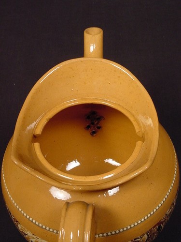 VERY RARE c1800 AGATE DECORATED TEAPOT with LID MOCHA MOCHAWARE YELLOW ...