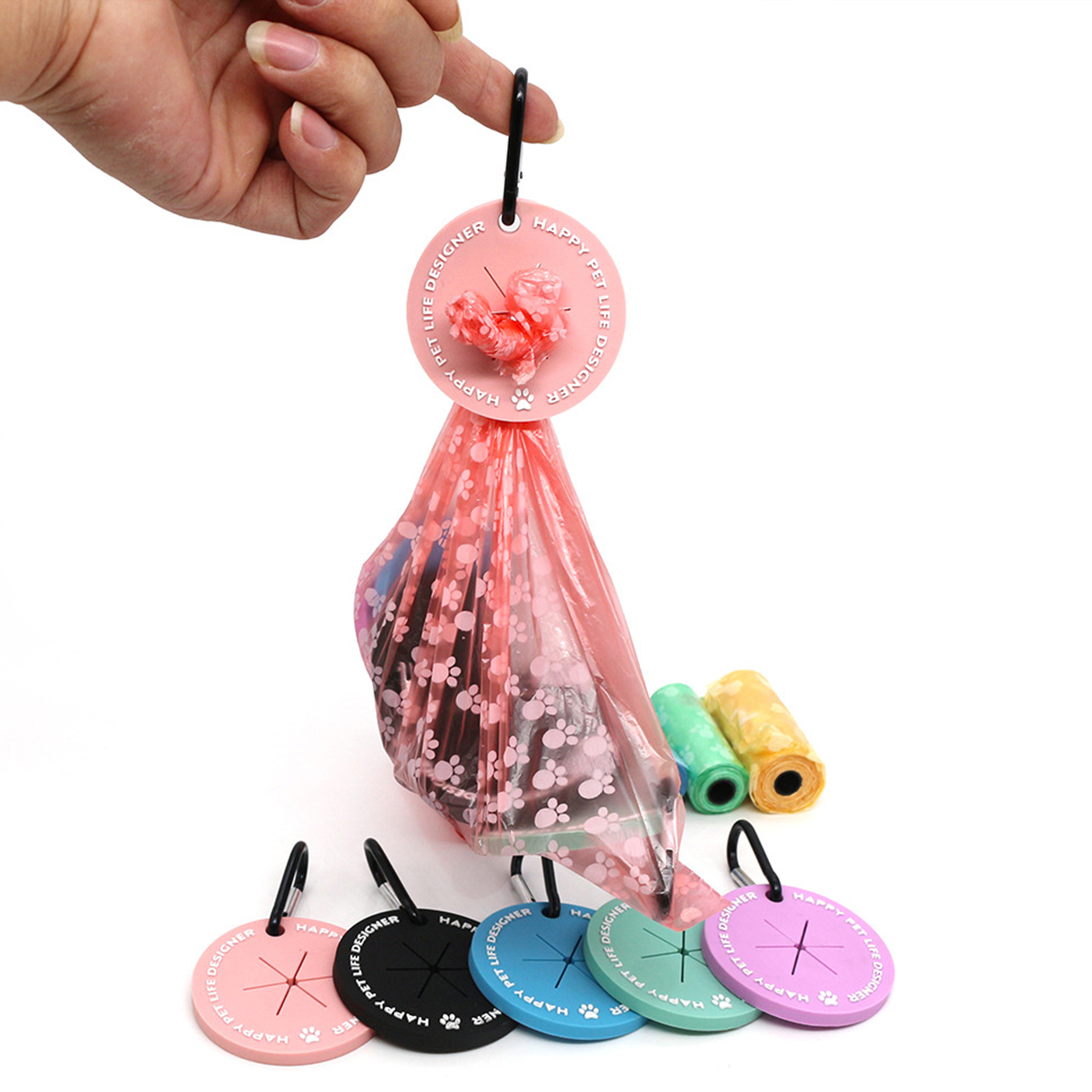 Poop Bag Clip Round Shape Labor-saving Pet Poop Waste Bag Clip Reusable ...