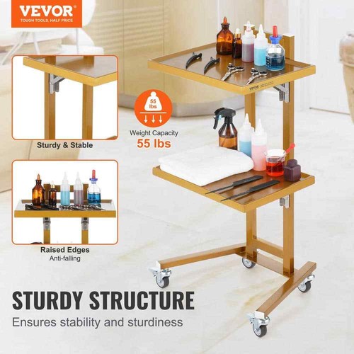 Utility Cart Gold Steel Kitchen Cart with 2 Tiers Stainless Steel Lab ...
