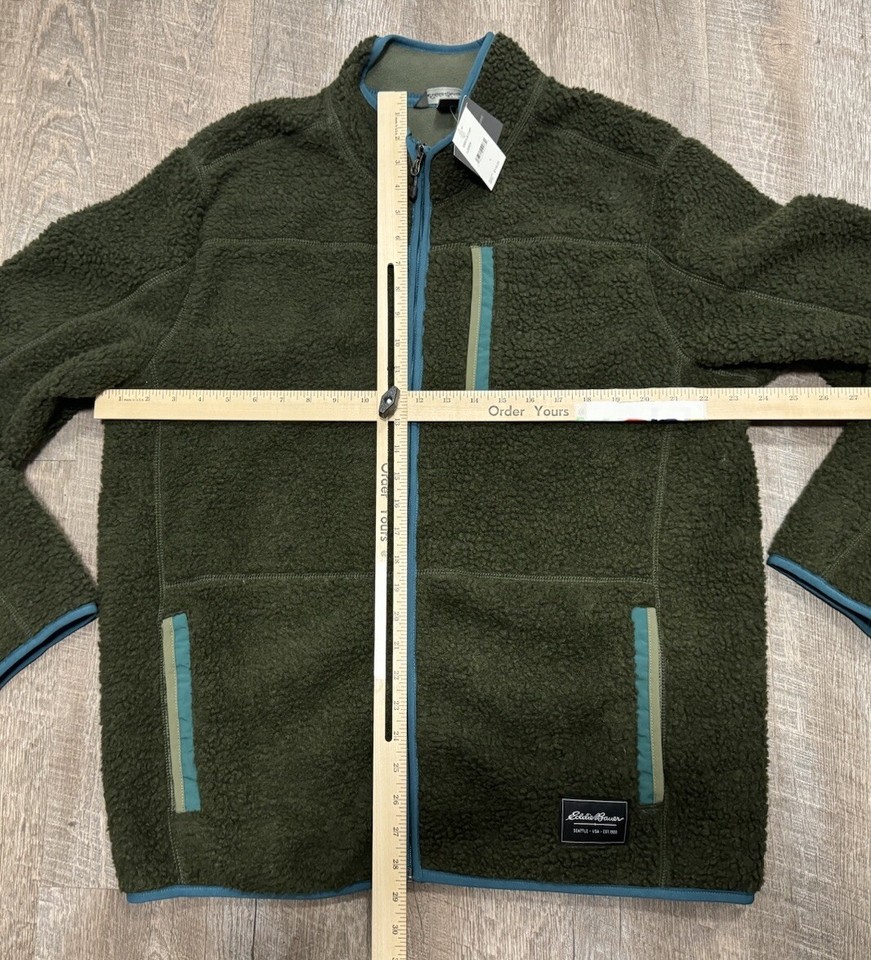 Eddie Bauer Chilali Sherpa Jacket Men’s Size Large L Green Full Zip ...