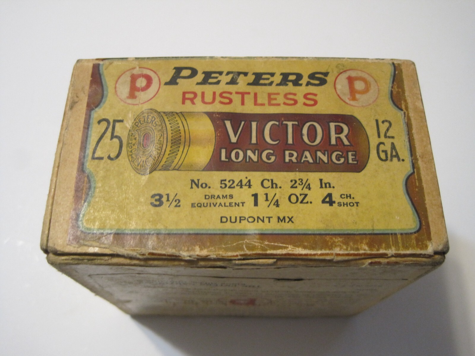 VINTAGE 2 PIECE PETERS VICTOR 12 GAUGE SHOTGUN BOX - EXCELLENT SPECIMAN ...