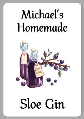 Homemade Sloe Gin Bottle Labels Personalised Vodka, Wine, Gin Homebrew ...