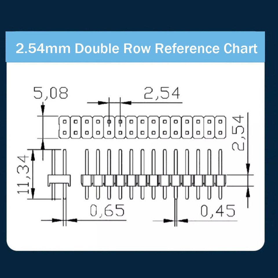 1 to 40 Way - 2.54mm 0.1" Male Pin Header Single & Double Row PCB ...