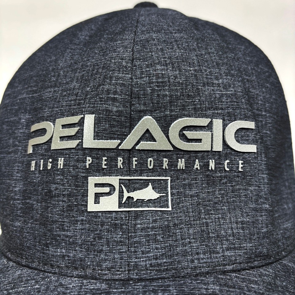 Pelagic High Performance FlexFit Delta Gray Vented Fishing Cap Hat Mens ...