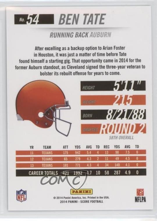 2014 Panini Hot Rookies Showcase 59/79 Ben Tate #54 0o9 | eBay