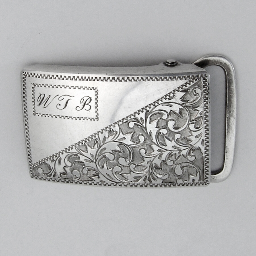 Japanese Engraved Belt Buckle 950 Sterling Silver Mon… - Gem