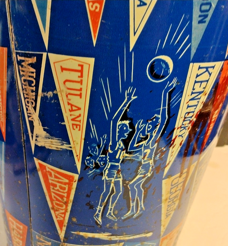 Vintage 50s' Cheinco NCAA College Pennant Metal Trash Can Waste Basket ...