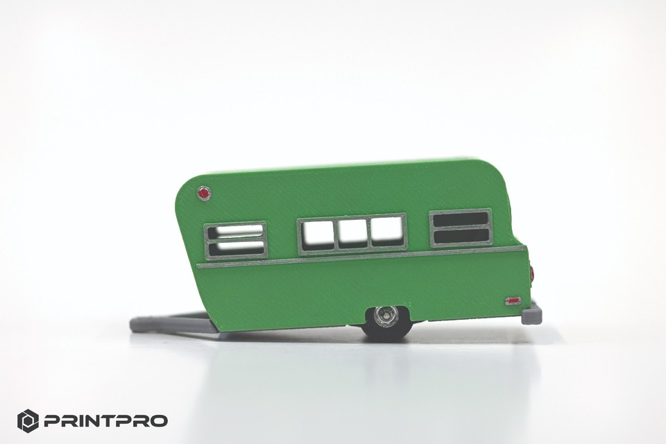 Printpro HO Scale Slot Car Grass Green Camper Trailer Kit Fits Aurora ...