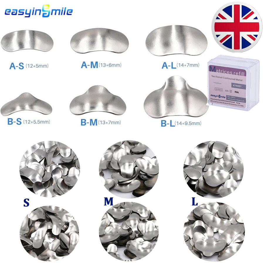 50pcs Dental Matrix Bands Interproximal Sectional Contoured Metal ...