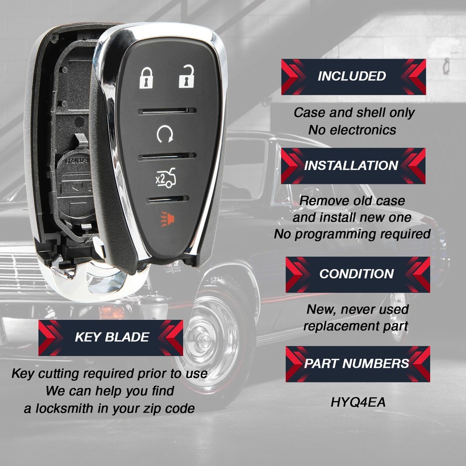 Key Fob Remote 5b Shell Case Replacement for Chevrolet GMC HYQ4EA ...