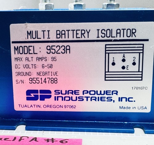Sure Power Multi Battery Isolator 95AMP Heavy Duty Model 9523A 2 ...