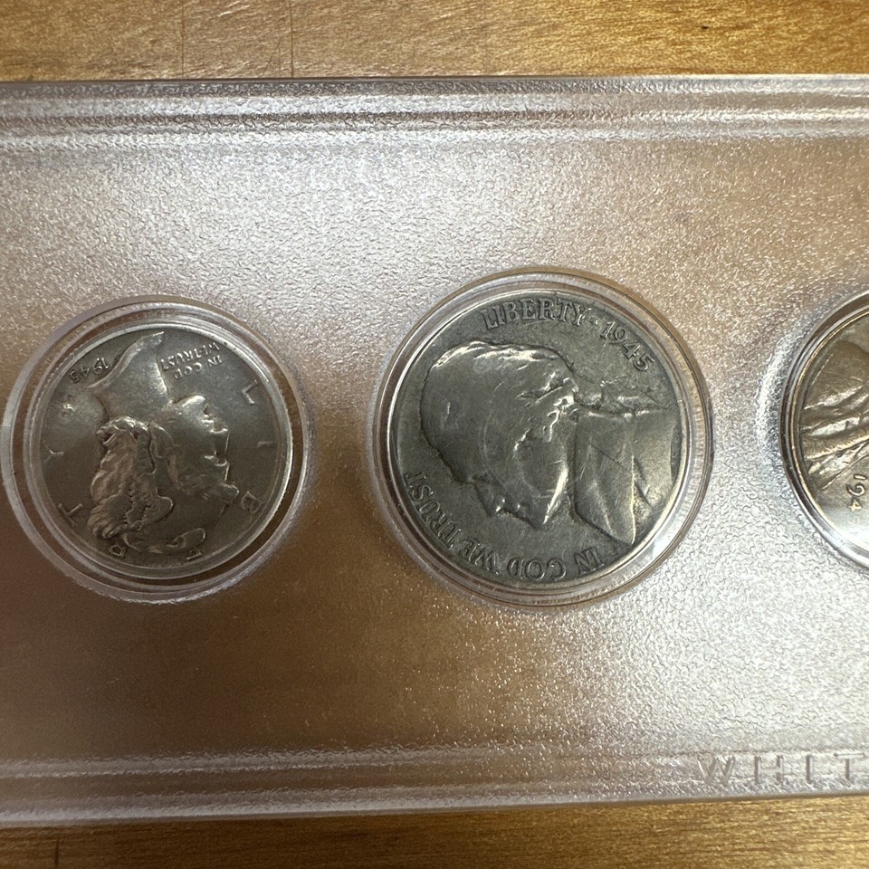 1945 BIRTH YEAR 5 COIN SET - 90% SILVER COINS (3) INCLUDED - CIRCULATED ...