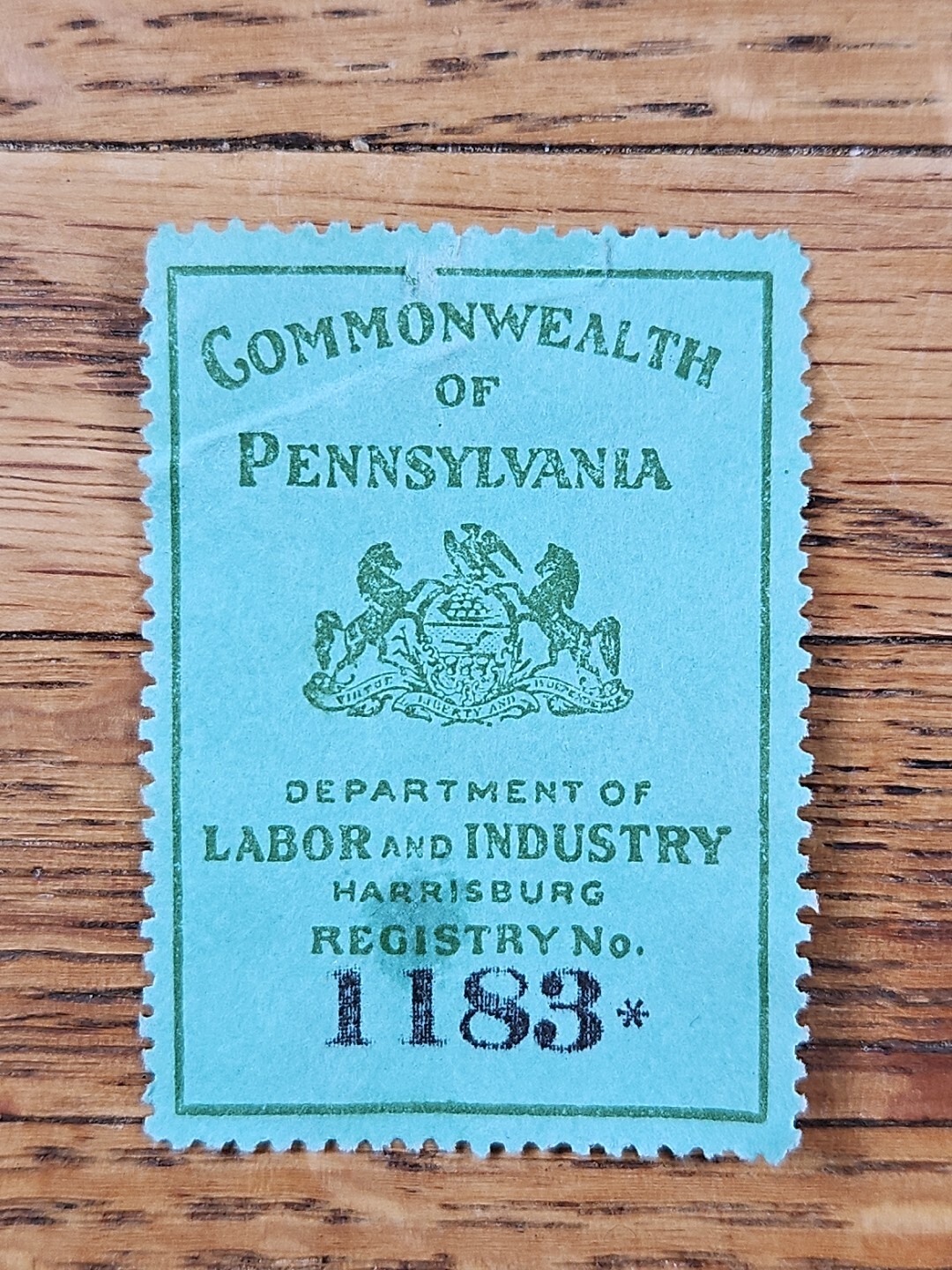 Pennsylvania State Revenue Department of Labor and Industry Registry ...