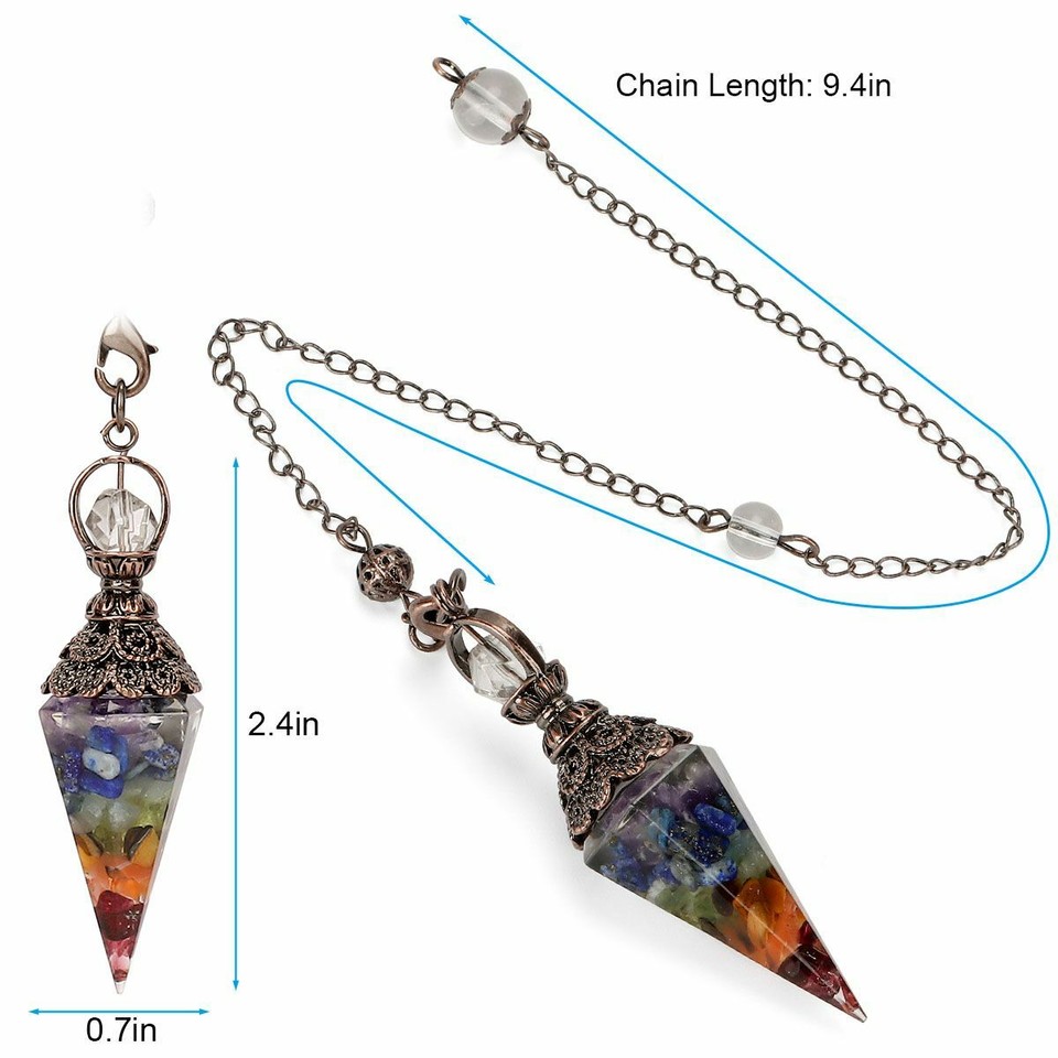Natural Reiki Chakra Quartz Crystal Pendulum Healing Chips Stone Chain ...