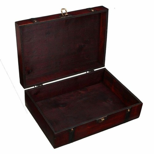 Retro Vintage Style Jewelry Treasure Chest Case Manual Wood Box Storage ...