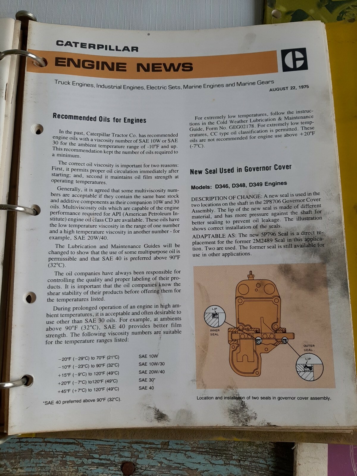 CATERPILLAR CAT 1693 TRUCK ENGINE SERVICE MANUAL S/N 65B | eBay