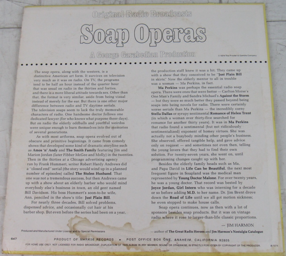 Soap Operas, Radio Broadcasts, Vinyl Records LP | eBay