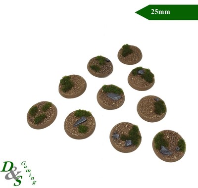 25mm Round Resin Scenic Bases - Dirt/Grass Plains (Warhammer 40K,Mantic ...