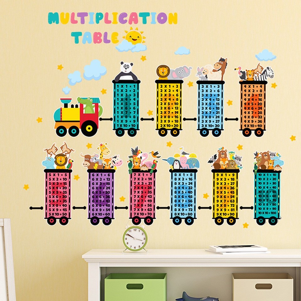 1 Set Train Wall Stickers Animal Wall Decals Multiplication Table Wall ...
