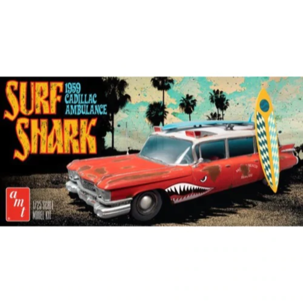 AMT Surf Shark 1959 Cadillac Ambulance 1/25 Scale Model Car Kit (1242 ...