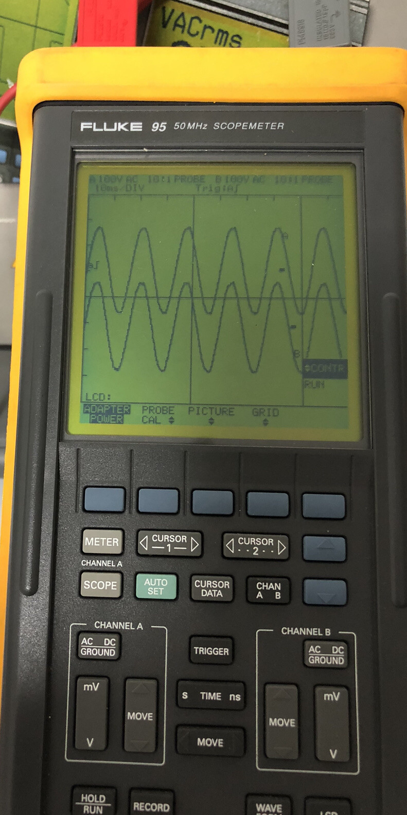 Fluke 95 Auto Scopemeter Dual Trace 50 MHz Handheld Oscilloscope ...
