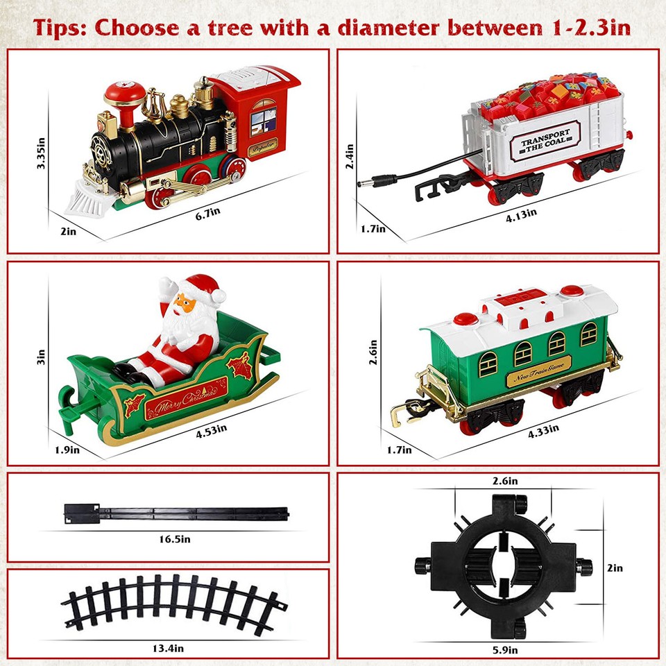 Premium Electric Christmas Train Tracks Set w/ Lights Sound Kids Toy ...