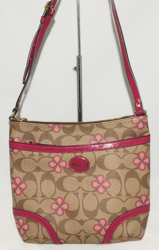 Coach ~ Peyton Signature Clover Pink Trim Convertible Crossbody ...